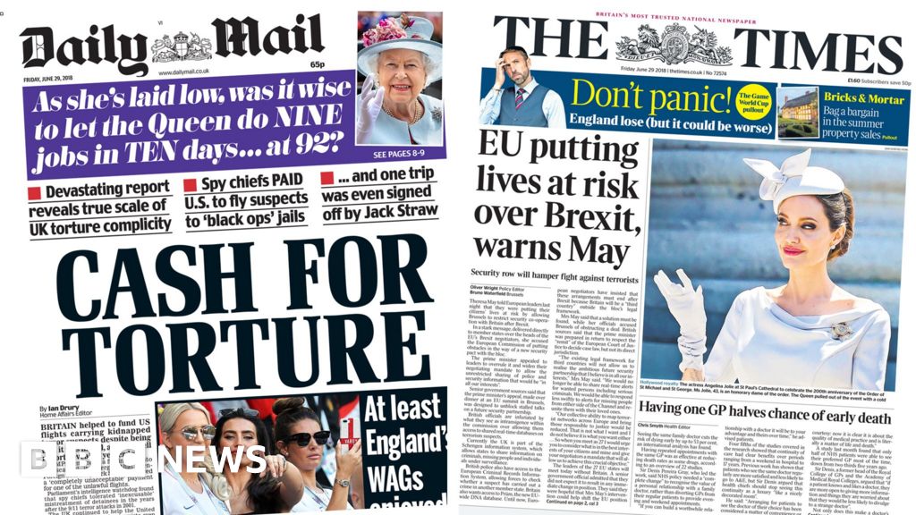 Newspaper Headlines: EU 'lives at risk' and 'cash for torture' - BBC News