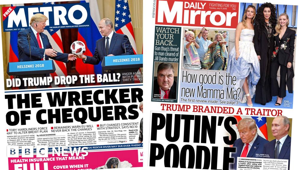 Newspaper headlines: 'Wreckers of Chequers' and 'Putin's poodle' - BBC News