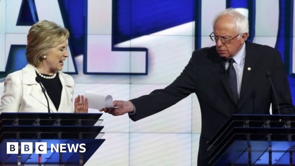 US Election 2016: Clinton and Sanders in feisty debate - BBC News