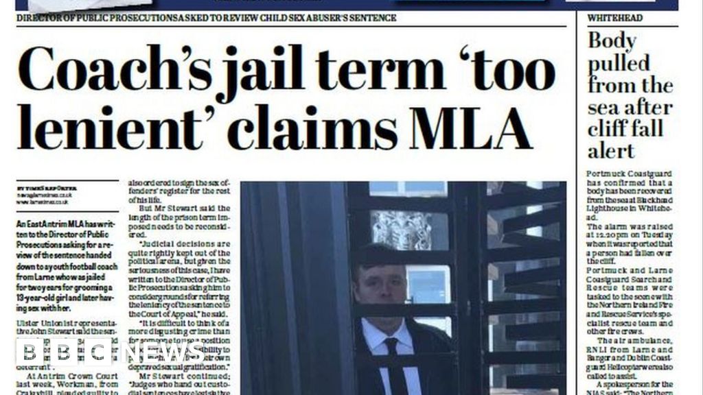 NI paper review: Jail term review call and TV screen payment - BBC News