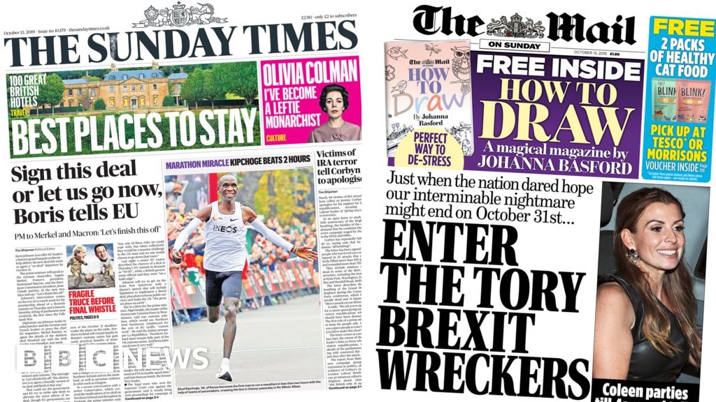 Newspaper headlines: Brexit bargain and 'marathon miracle' - BBC News