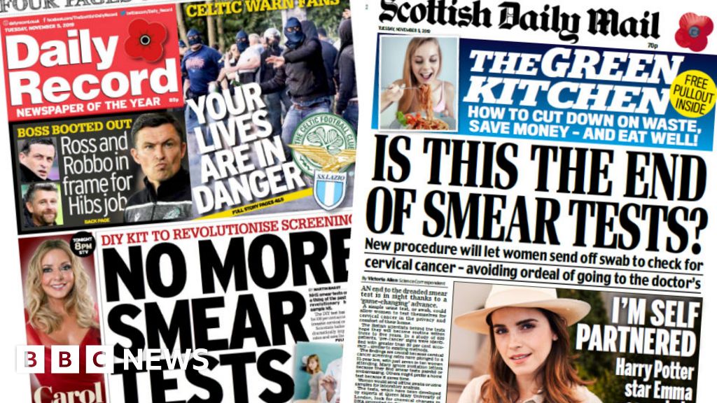 Scotland's papers: Home smear tests and pilot 'sullied'