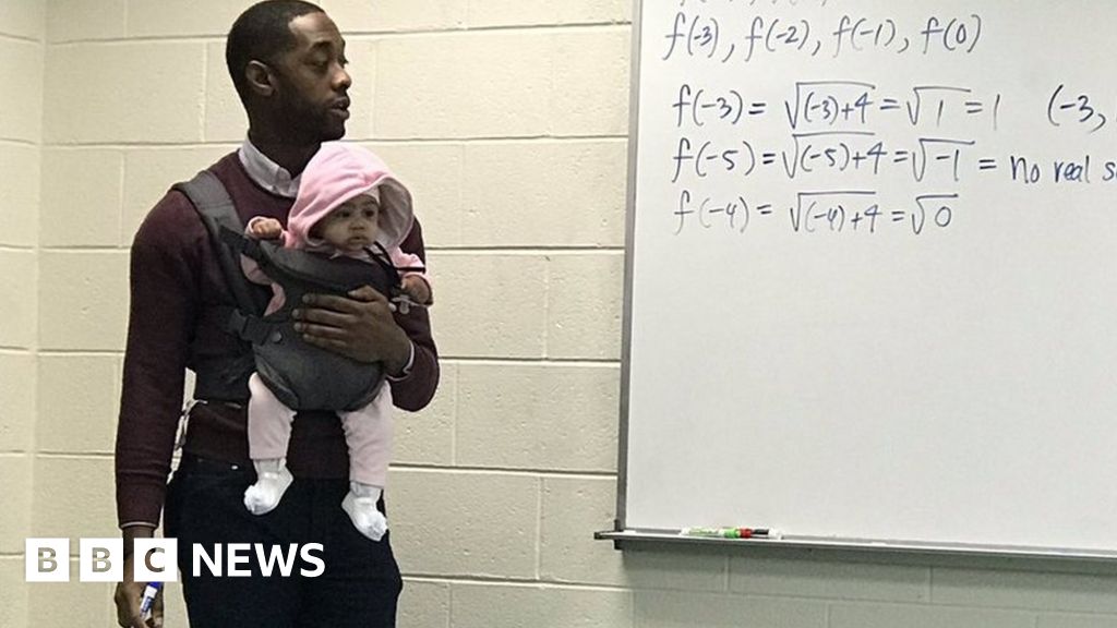 US professor praised for holding student's baby during class - BBC News