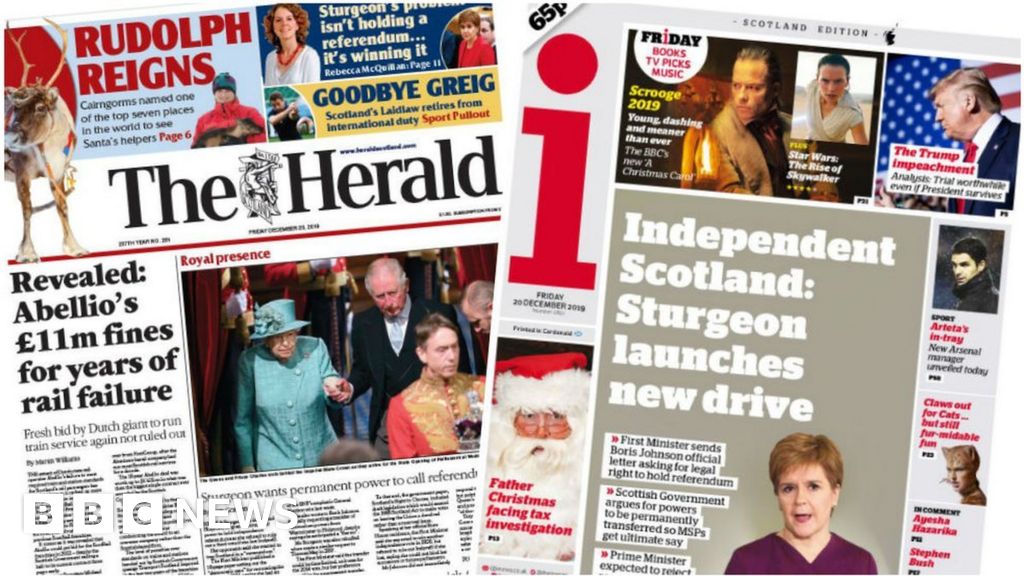 Scotland's papers: ScotRail fines and fresh indyref2 drive