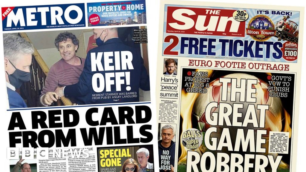 Newspaper headlines: 'Great game robbery' and 'red card from Wills ...