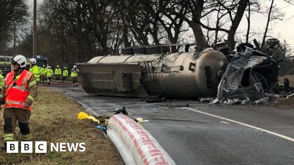 One taken to hospital after tanker catches fire on A947 in ...