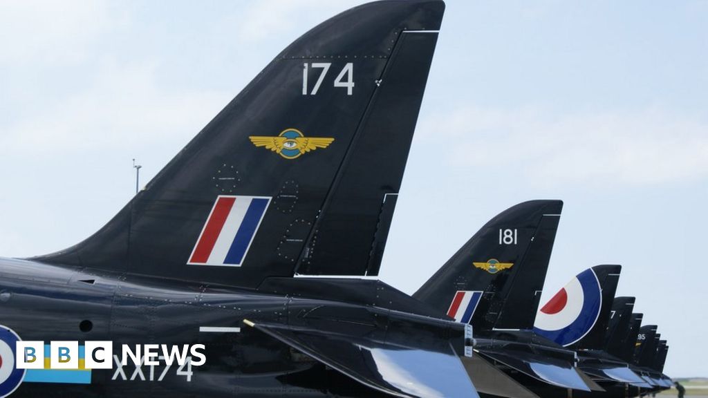 RAF Valley Haws T1s take to skies for final flight - BBC News