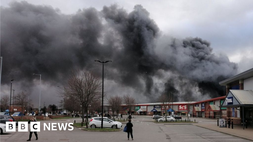 Wakefield bakery fire thick black smoke covers city