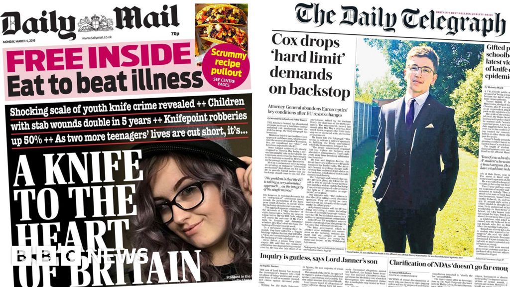 Newspaper headlines: Brexit, bribery and 'senseless violence' - BBC News