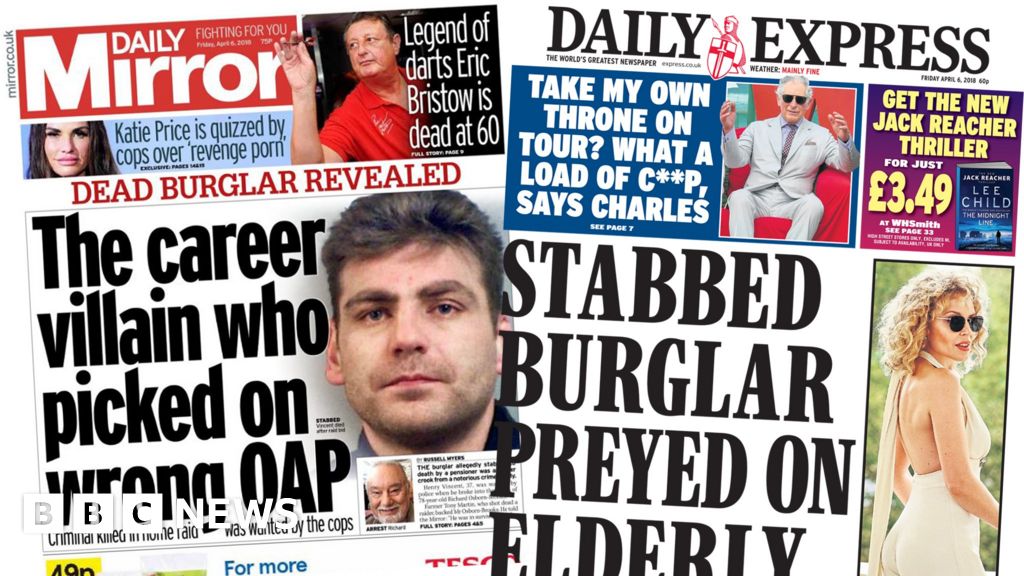 Newspaper headlines: The 'villain who picked the wrong OAP' - BBC News