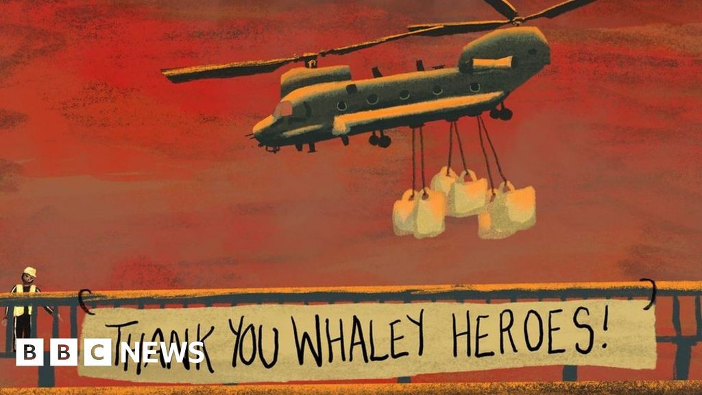 Whaley Bridge: Getting creative to thank emergency services - BBC News