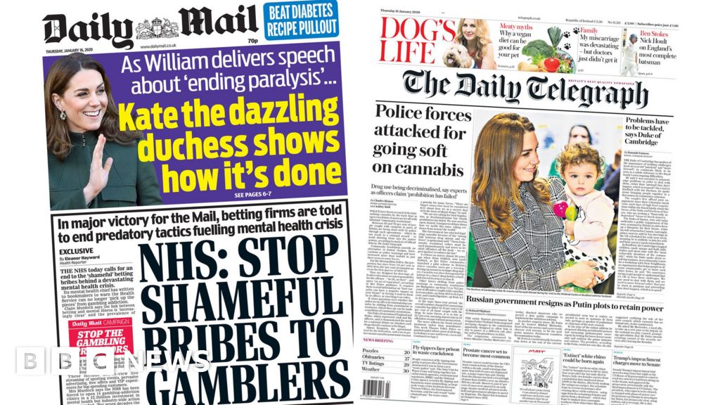Newspaper headlines: Kate the 'dazzling duchess' and Putin's Kremlin ...