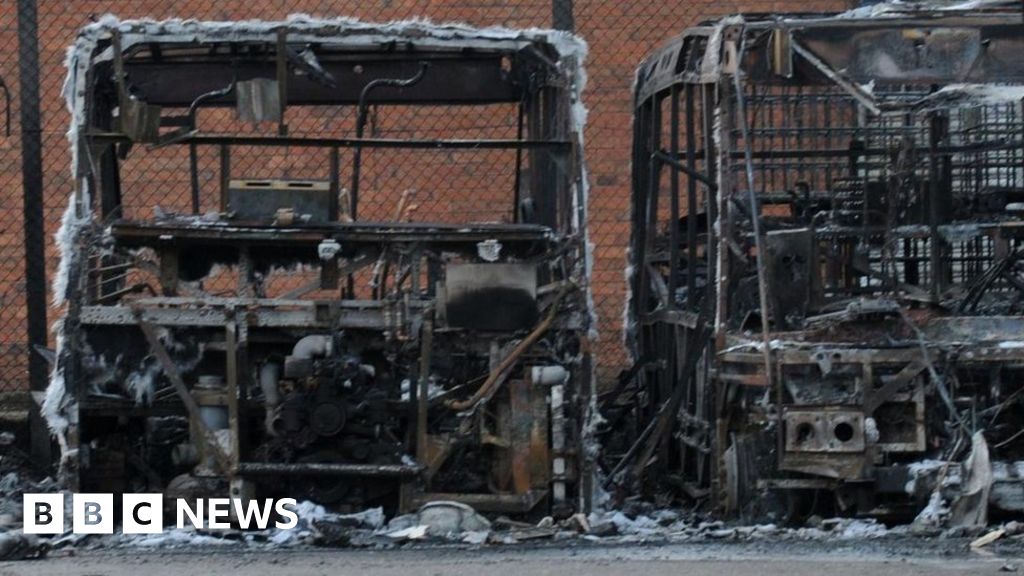 Coaches destroyed in Warrington bus depot blaze - BBC News