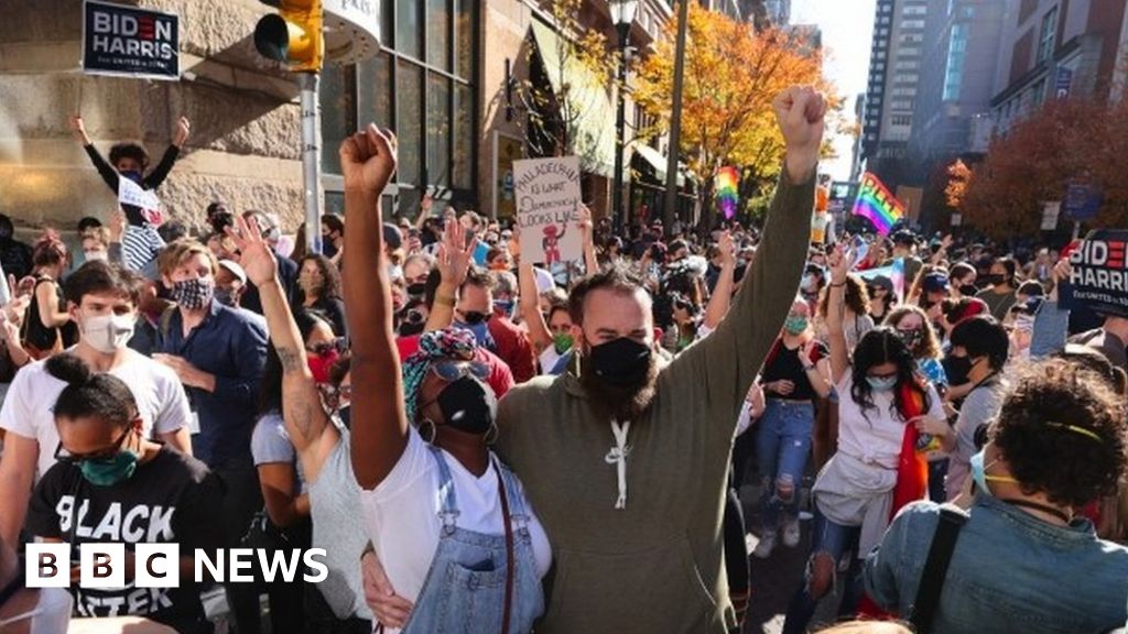 US election 2020: Celebrations in Philadelphia at Biden win - BBC News