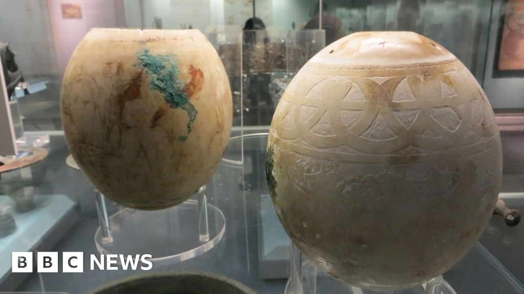 Mysteries of decorated ostrich eggs in British Museum revealed - BBC News