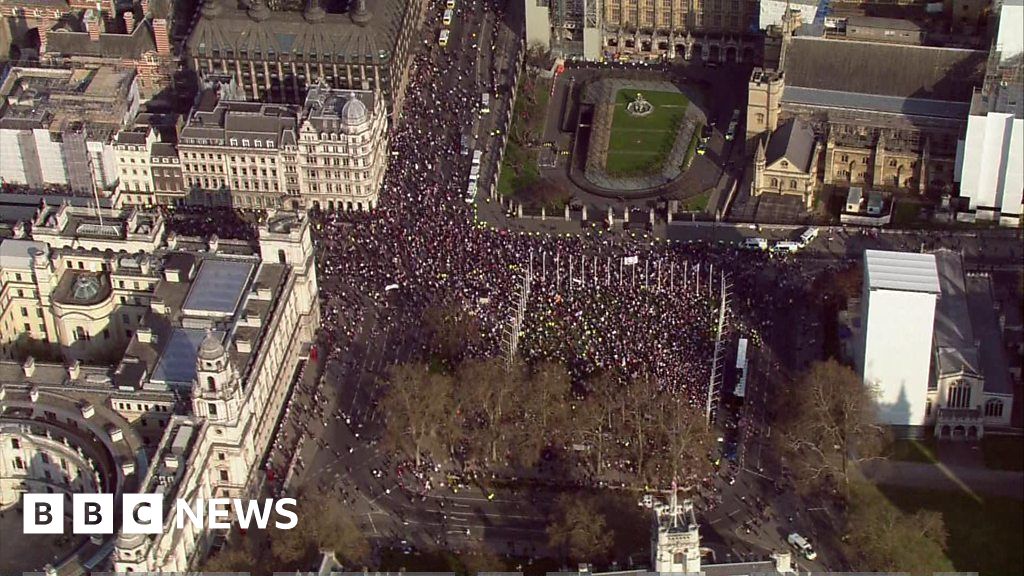 Pro-Brexit march: Aerial views of rally