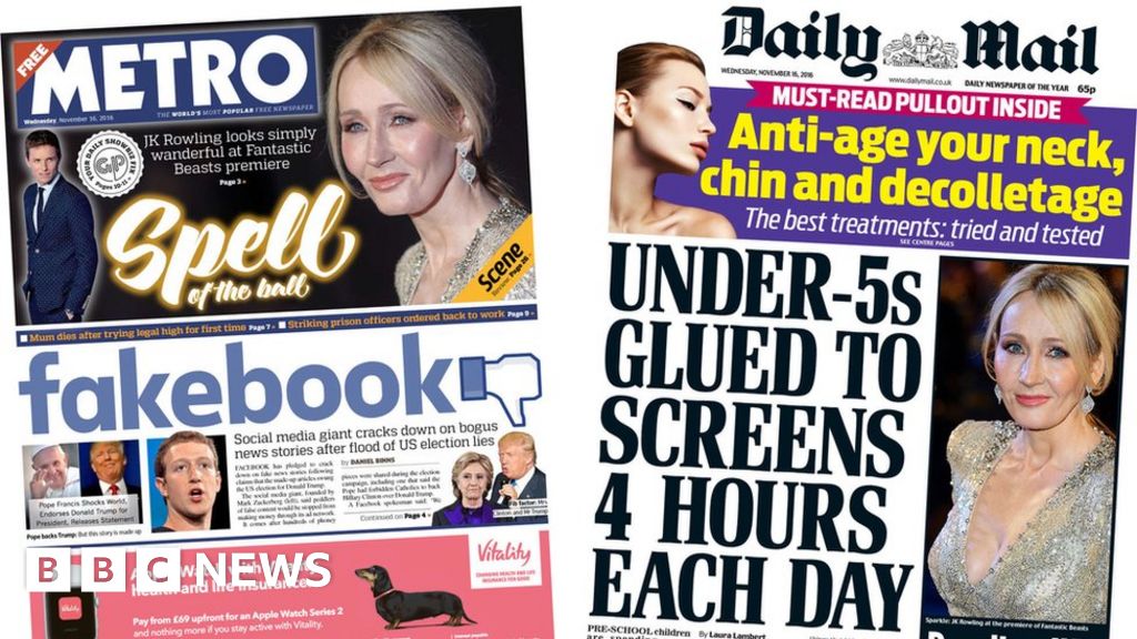 Newspaper headlines: Jeremy Clarkson row, and fake news - BBC News