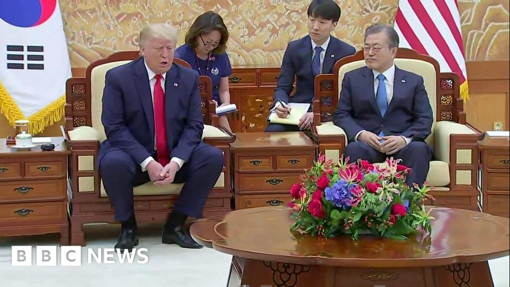 Trump 'working hard' to arrange DMZ meeting with Kim - BBC News