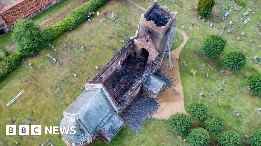 Medieval Norfolk church gutted by fire - BBC News