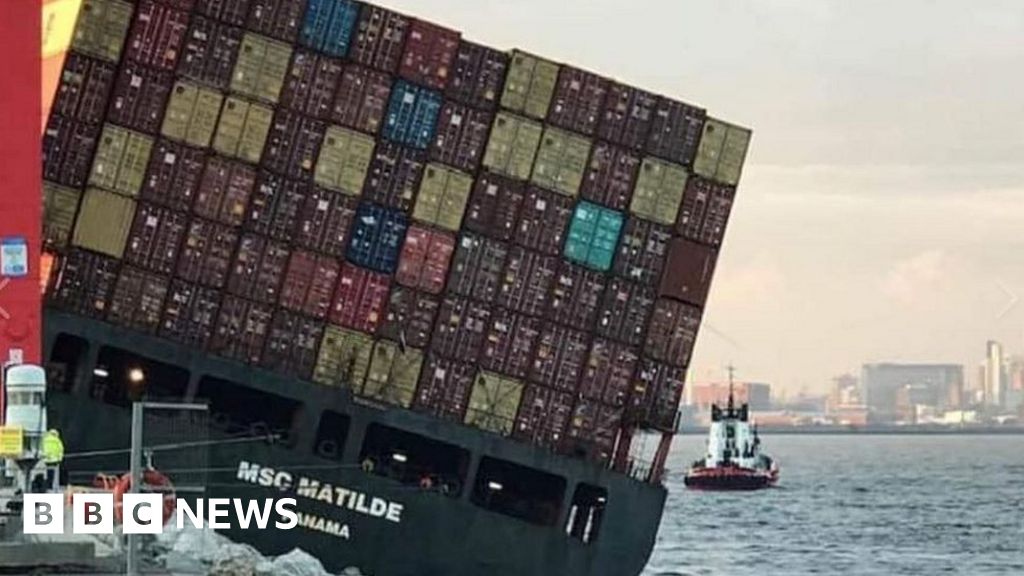 Crew evacuated from tilting cargo ship in Liverpool