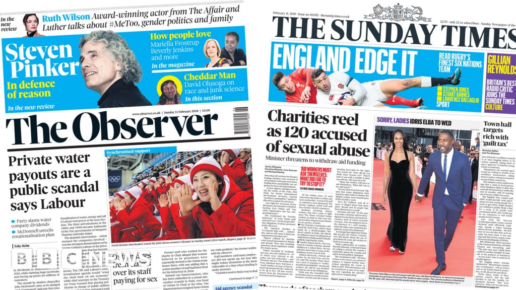 Newspaper headlines: Fresh Oxfam claims and Channel bridge 'boost ...