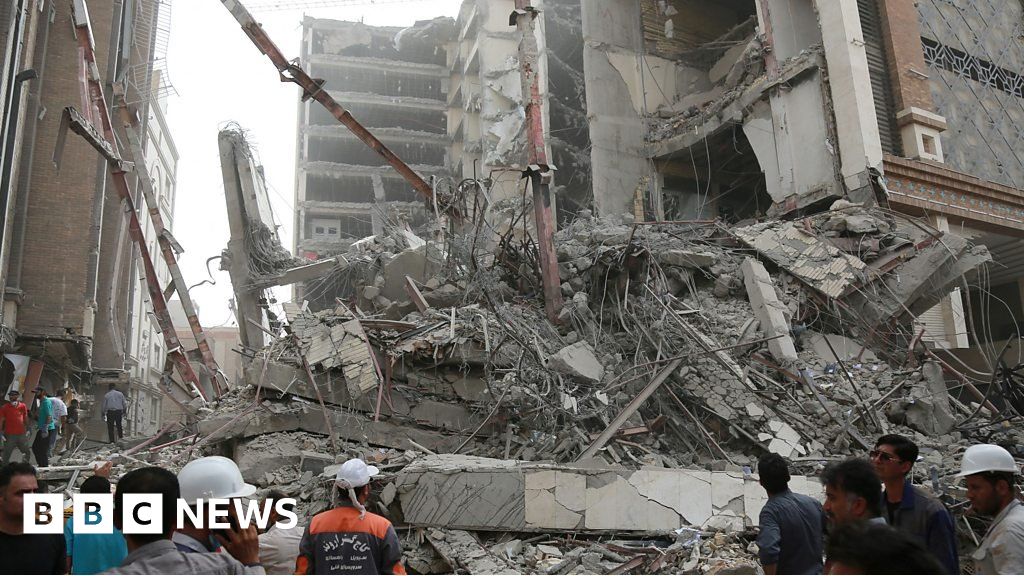 Iran building collapse: 10-storey building in ruins