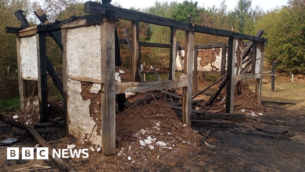 Anglo-Saxon style building destroyed by fire in Nottinghamshire