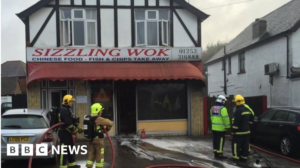 Kitchen fat fire tackled at Sizzling Wok takeaway - BBC News