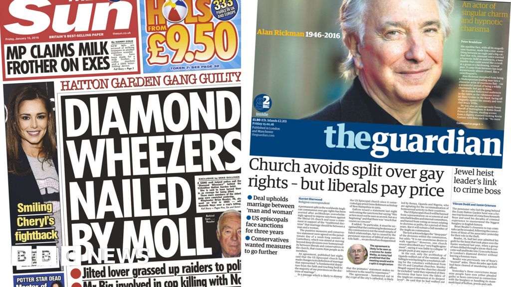 Newspaper review: Villains, real and fictional, on front pages - BBC News