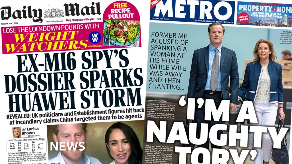 Newspaper Headlines Chinas Warning To Uk And Naughty Tory On Trial