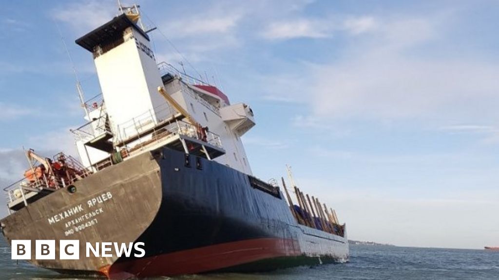 Stricken Russian cargo ship righted in Southampton