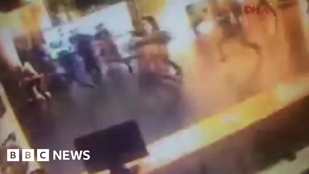 Istanbul attack: CCTV footage inside the airport - BBC News
