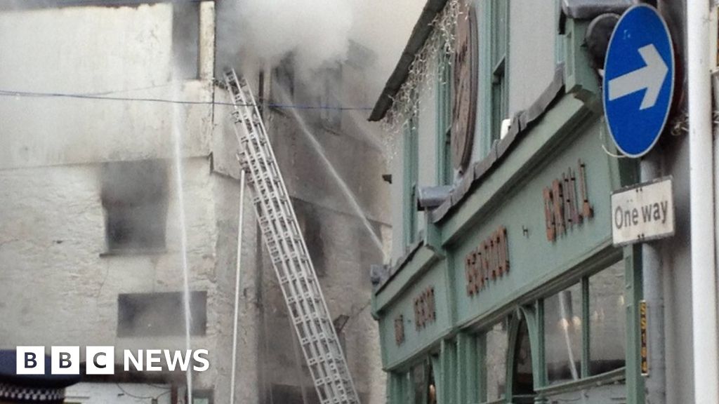 Truro three-storey building blaze tackled by fire crews - BBC News