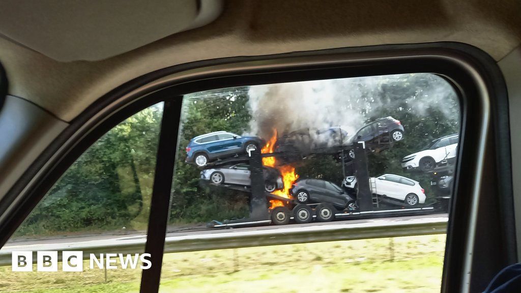 Car transporter fire closes part of the A420 in Oxfordshire