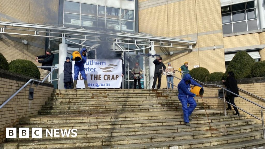 Fake sewage demonstrations staged over water firm pollution - BBC News