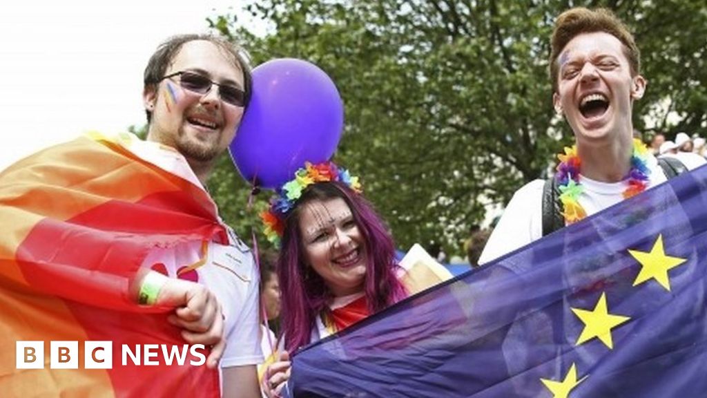 Thousands attend Pride parade in central London - BBC News
