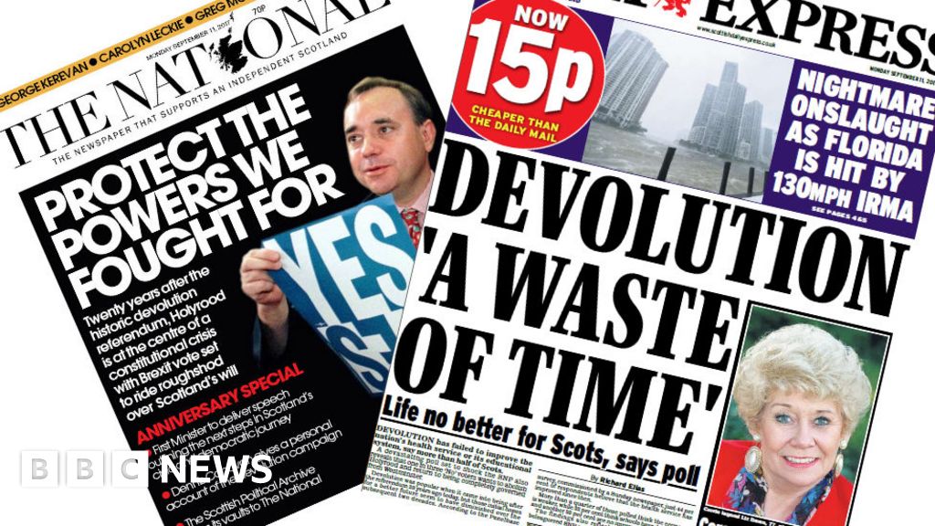 The papers: 20 years since Scottish devolution poll - BBC News