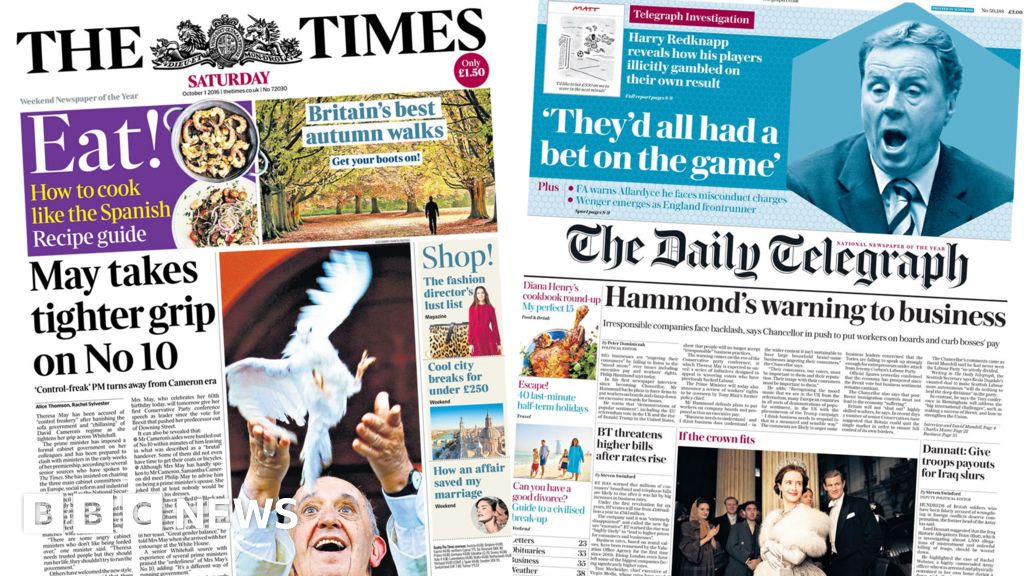 Newspaper headlines: May's grip on No 10, and saving builders from ...