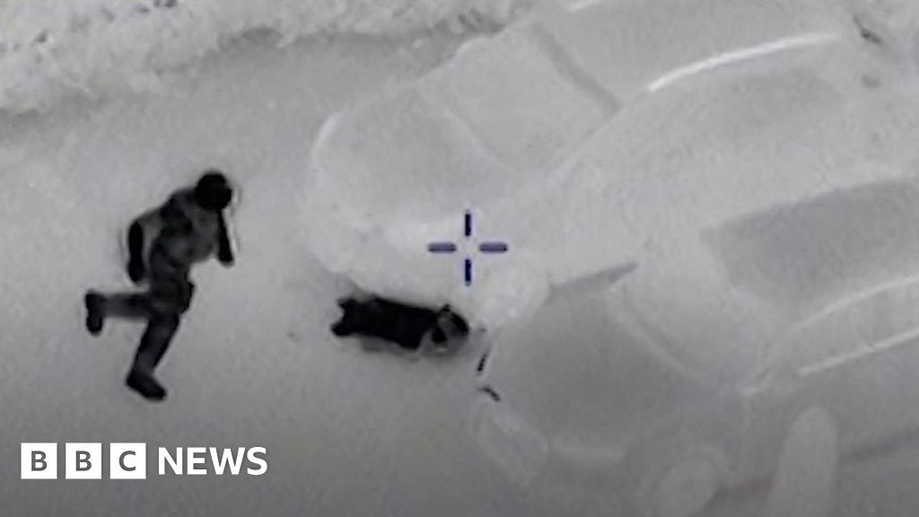 Police cameras catch man hiding from police under a car - BBC News