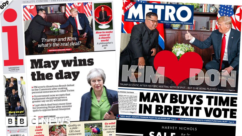 Newspaper headlines: May escapes defeat and 'wins the day' - BBC News