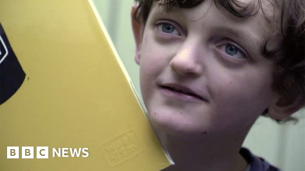 Autistic boy's lockdown quotes turned into art - BBC News