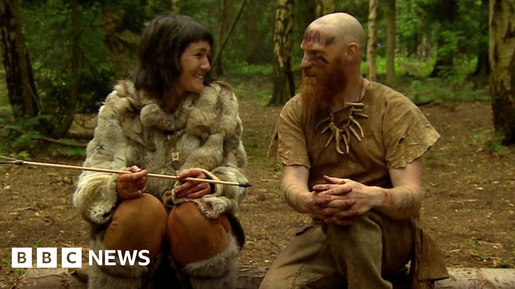 Flintstones family living Stone Age life in Shropshire - BBC News