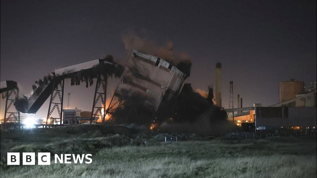 Redcar steelworks storehouse demolished in controlled explosion