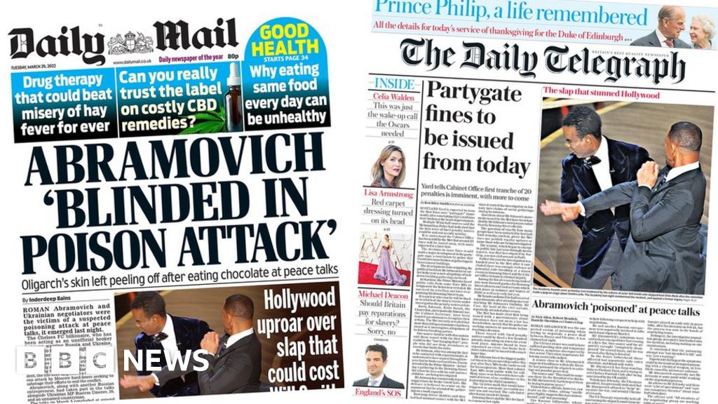 Newspaper headlines: Abramovich poisoning and first Partygate fines ...
