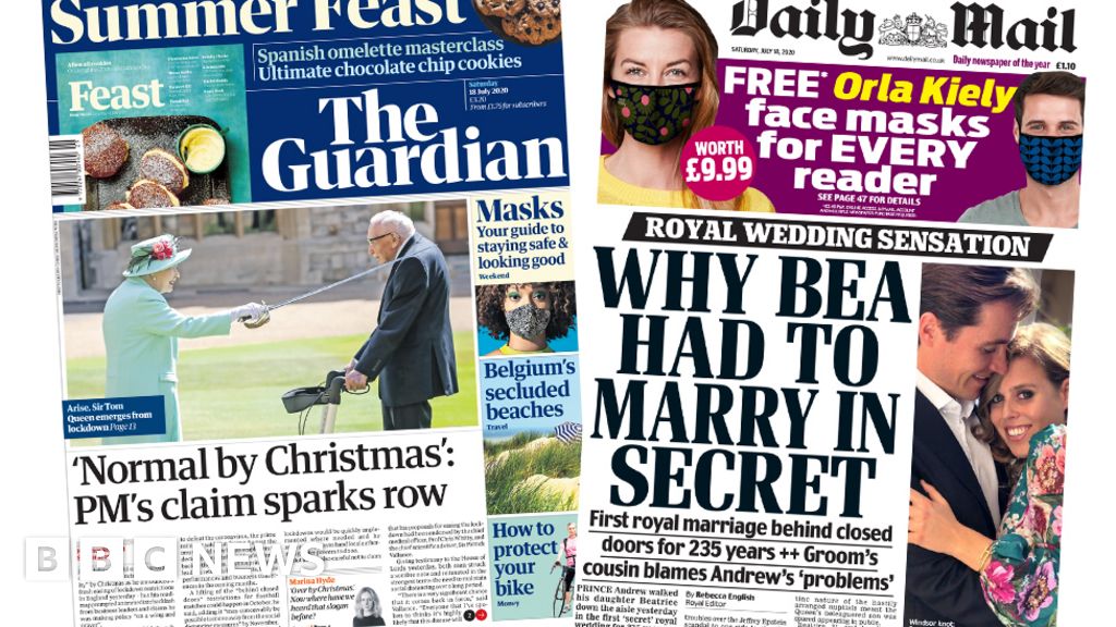 Newspaper headlines: 'Normal by Christmas' and 'secret' royal wedding ...