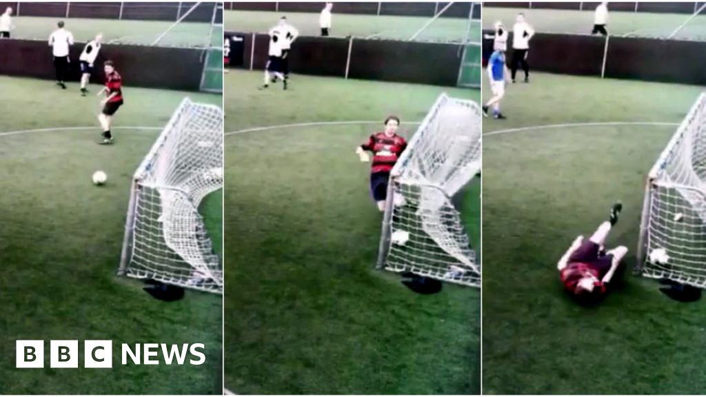Five-a-side goal-line blunder goes viral - BBC News