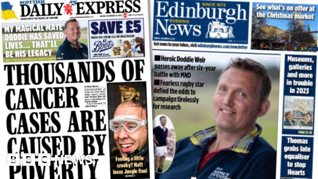 Scotland's papers: Cancer warning and tributes to Doddie Weir - BBC News