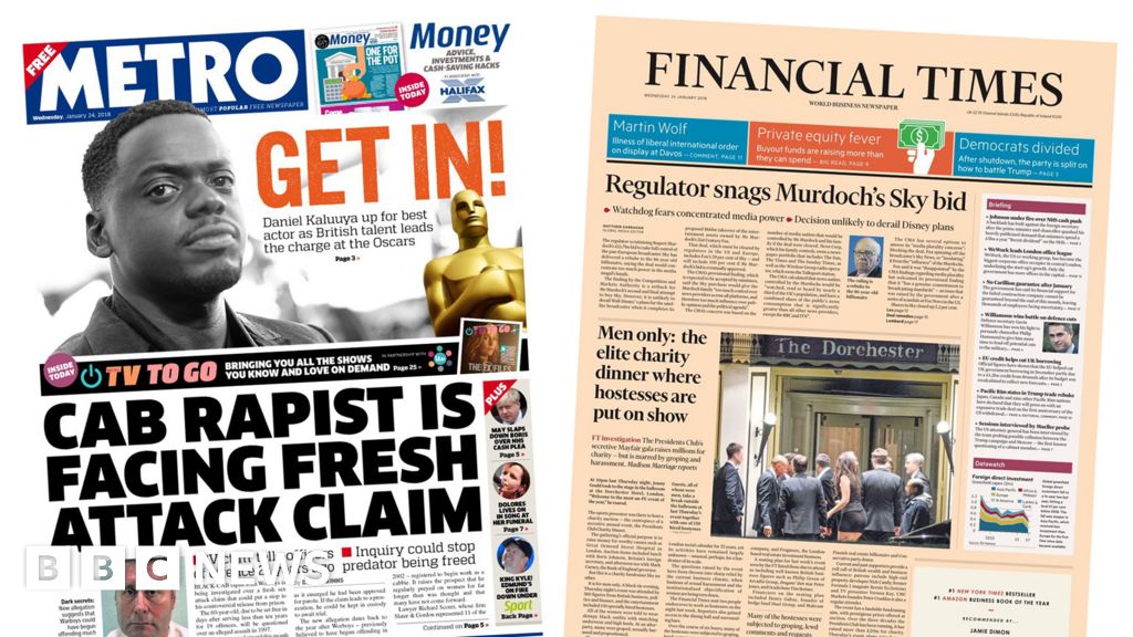 Newspaper headlines: Worboys allegation and gala 'groping'
