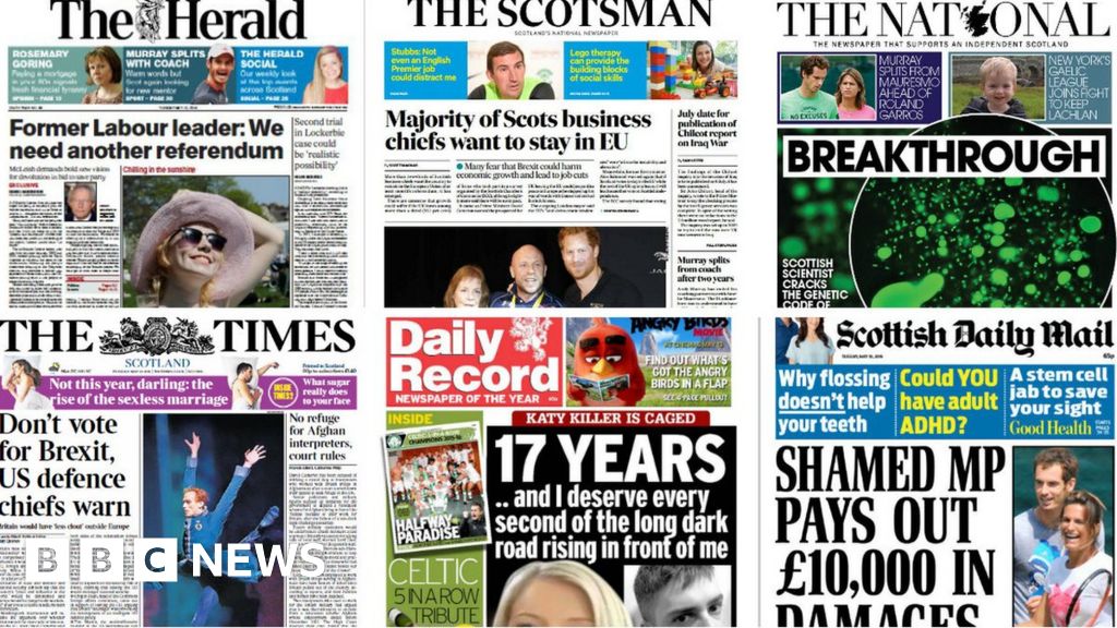 Scottish papers: Killer's regret and Murray split - BBC News
