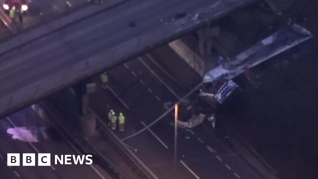 Drone Footage Of A12 Witham Bridge Lorry Crash Aftermath Bbc News